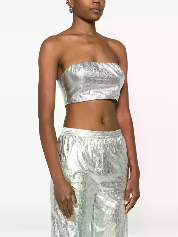 MEDEEA Metallic-effect Cropped Top