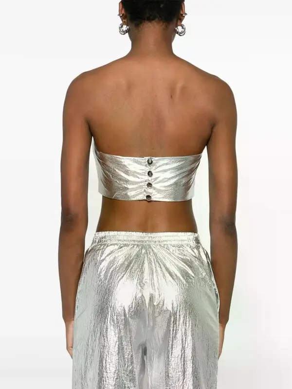 MEDEEA Metallic-effect Cropped Top