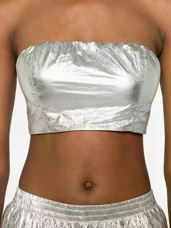 MEDEEA Metallic-effect Cropped Top