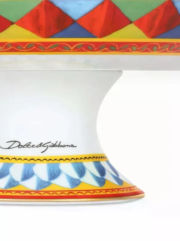 Dolce & Gabbana Geometric Porcelain Fruit Bowl - White