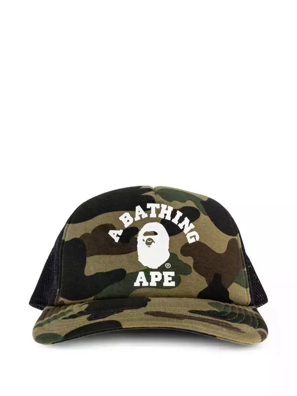 A BATHING APE® Camouflage Logo Cap - Green