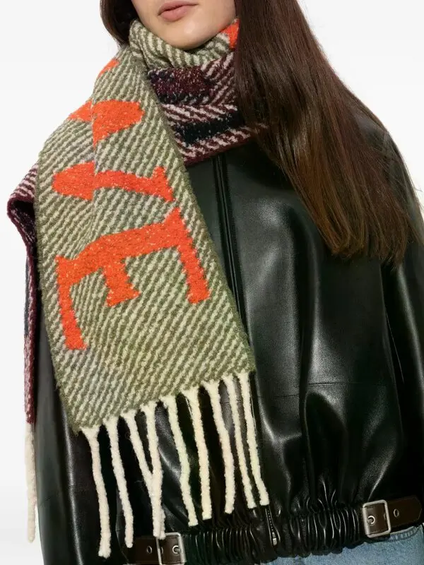 Loewe Logo-intarsia Fringed Scarf