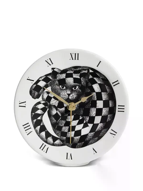 FORNASETTI Cat-print Clock - White