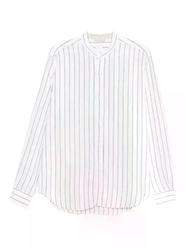 Eleventy Striped Collarless Shirt