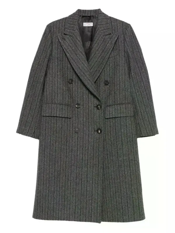 Alberto Biani Striped Wool Blend Coat