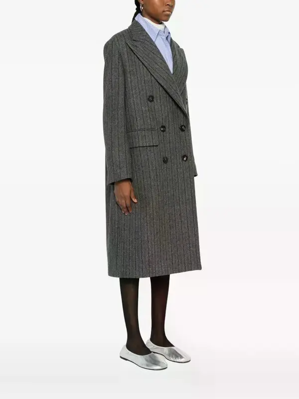 Alberto Biani Striped Wool Blend Coat