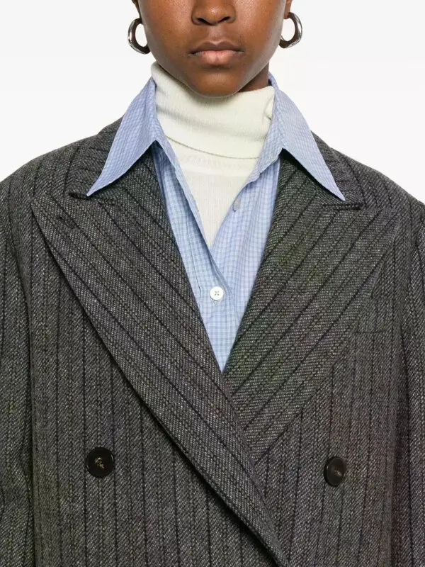 Alberto Biani Striped Wool Blend Coat