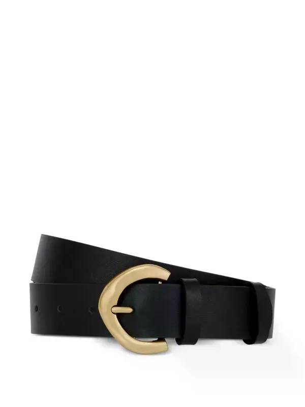 POTAMY Leather Belt With Buckle - Black