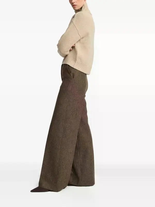 YVES SALOMON Tailored Flannel Trousers - Brown