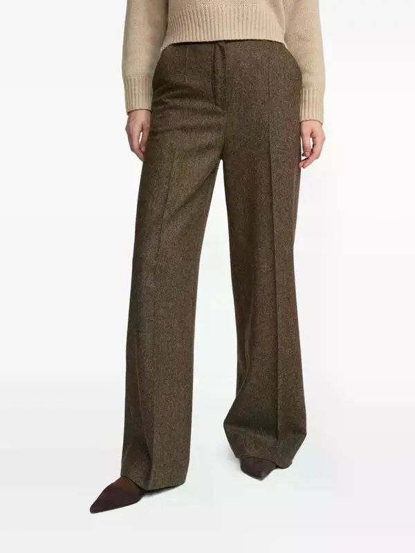 YVES SALOMON Tailored Flannel Trousers - Brown