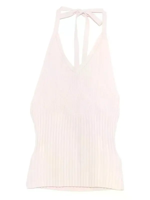 REFORMATION Delia Ribbed Halter Top - Pink