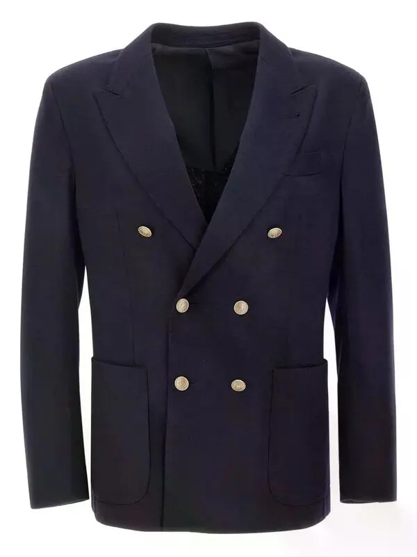 Eleventy Double-breasted Wool Blazer - Blue