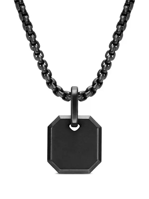David Yurman Titanium Octagonal Amulet Pendant - Black
