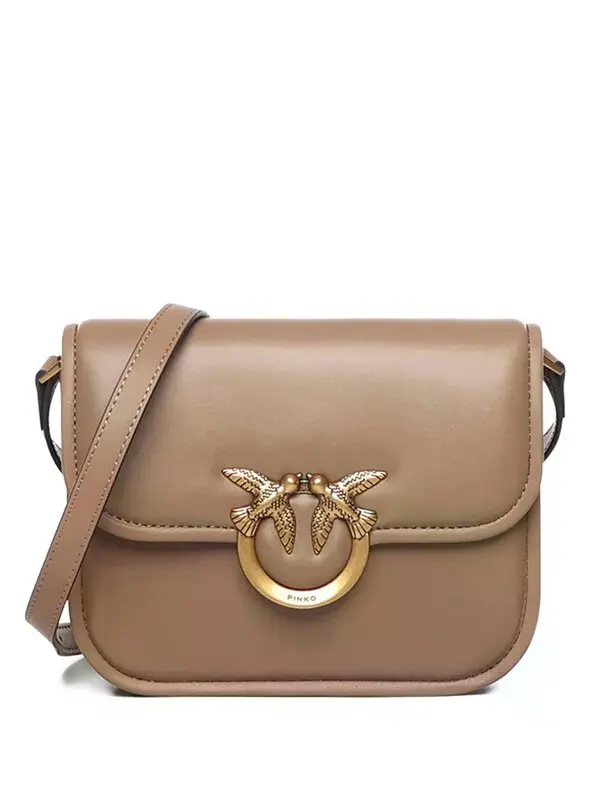 Pinko Love Box Leather Shoulder Bag - Brown