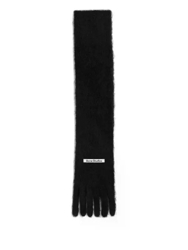 Acne Studios Logo-patch Fringed Scarf - Black