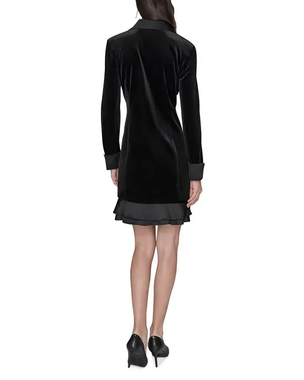Karl Lagerfeld Paris Stretch Velvet Blazer Dress In Black - 30% Off |  Editorialist