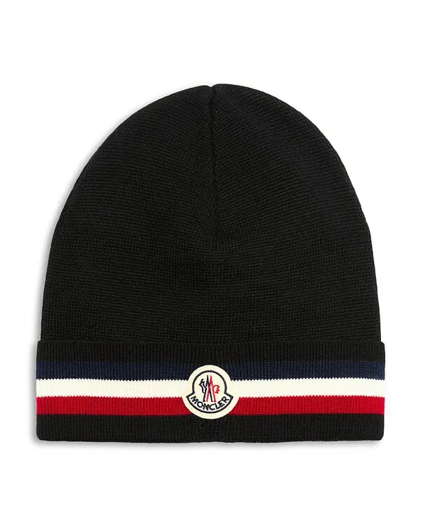 Moncler Striped Cuff Beanie - Black