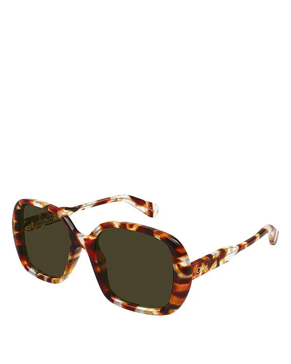 Chloé 55mm Rectangular Sunglasses - Avana