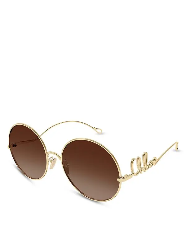 Chloé Round Sunglasses, 60mm - Gold