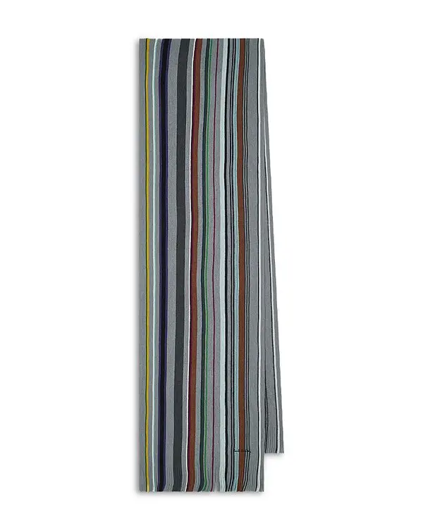 Paul Smith Ivan Striped Merino Wool Scarf - Grey