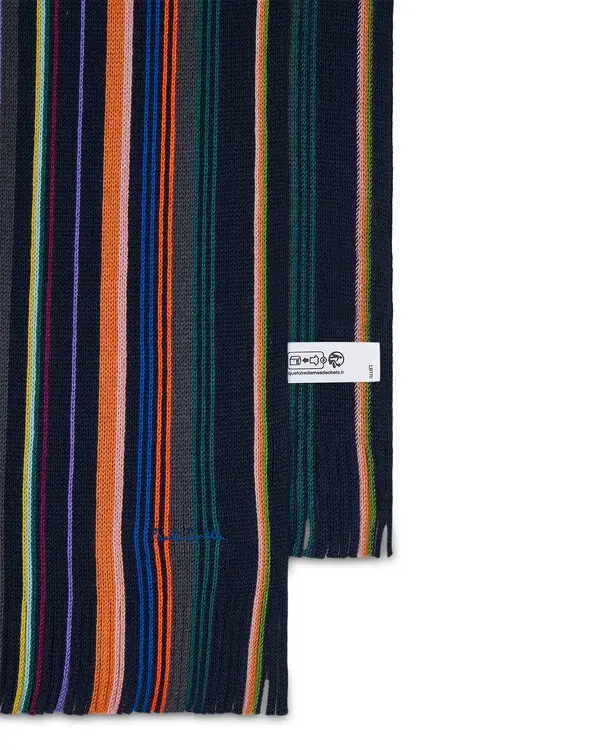 Paul Smith Ivan Striped Merino Wool Scarf - Navy