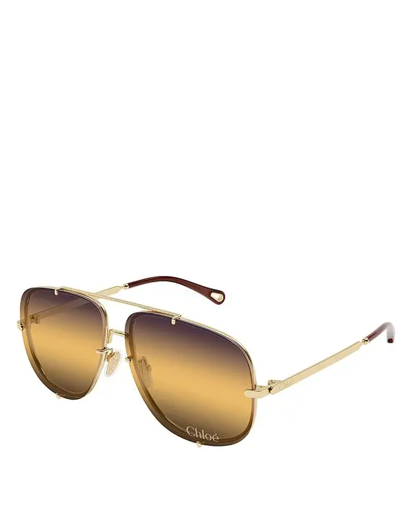 Chloé Pilot Sunglasses, 62mm - Gold