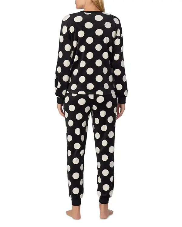 Kate Spade New York Dot Print Long Pajama Set - Black Dot