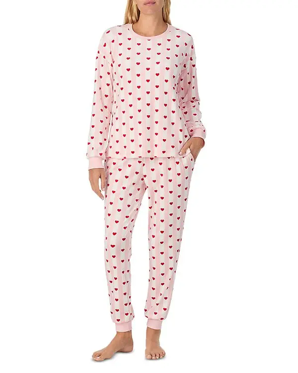 Kate Spade New York Dot Print Long Pajama Set - Sweetheart Stripe