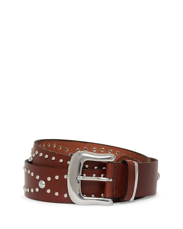 Sanctuary Studded Leather Belt - Mahogany