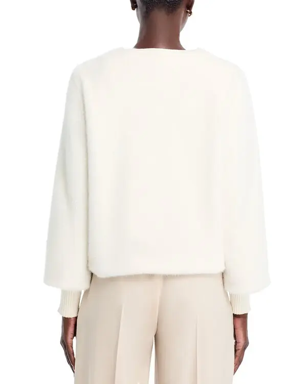 T Tahari Faux Fur Knit Cuff Jacket - Soft Ivory