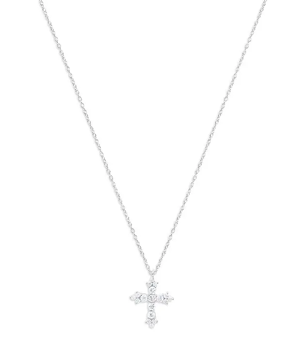 Meira T 14k Gold Diamond Cross Pendant Necklace - White