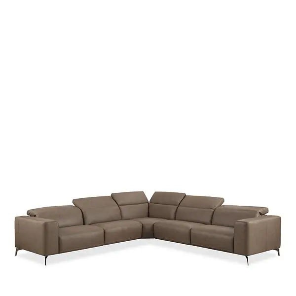 CHATEAU D'AX Chateau X'ax Nacosto Motion Leather Sectional Sofa - Taupe