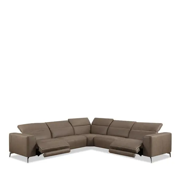 CHATEAU D'AX Chateau X'ax Nacosto Motion Leather Sectional Sofa - Taupe