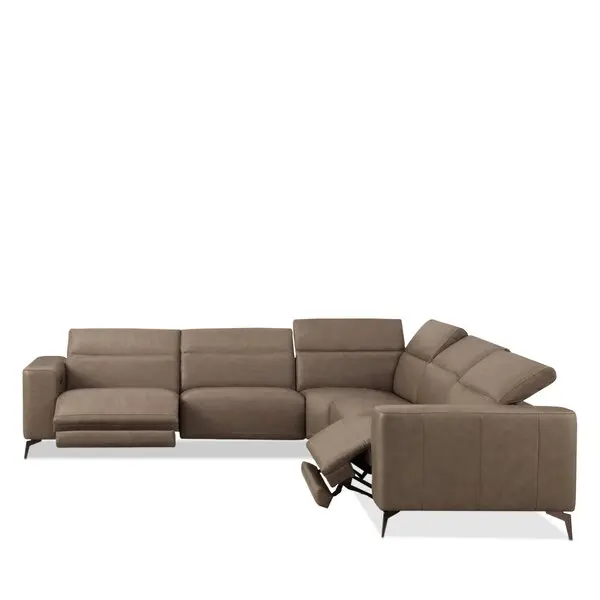 CHATEAU D'AX Chateau X'ax Nacosto Motion Leather Sectional Sofa - Taupe