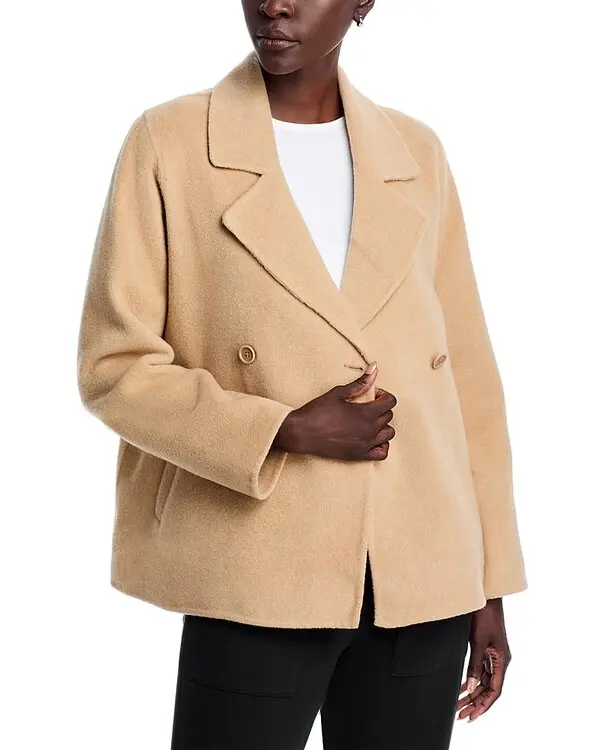 Eileen Fisher Wool Double-breasted Trench Jacket