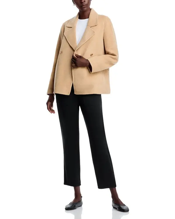 Eileen Fisher Wool Double-breasted Trench Jacket