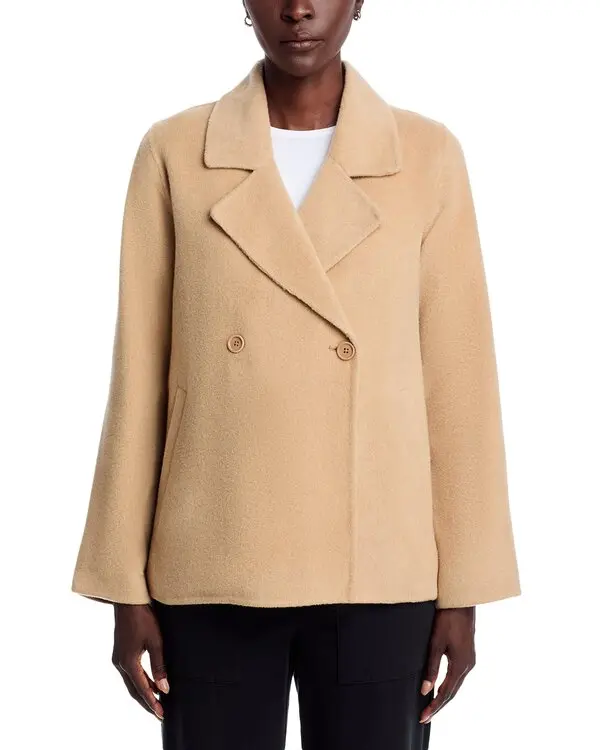 Eileen Fisher Wool Double-breasted Trench Jacket