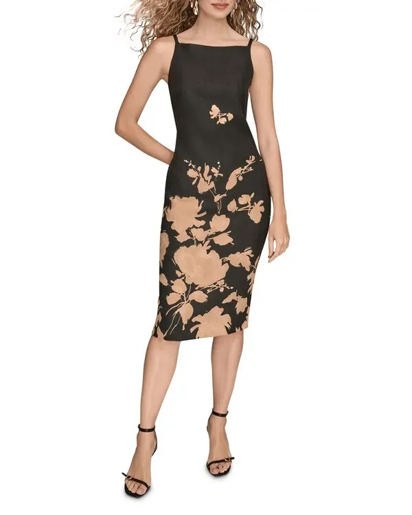 Donna Karan New York Metallic Print Sleeveless Dress In Black/ Gold Foil -  30% Off | Editorialist