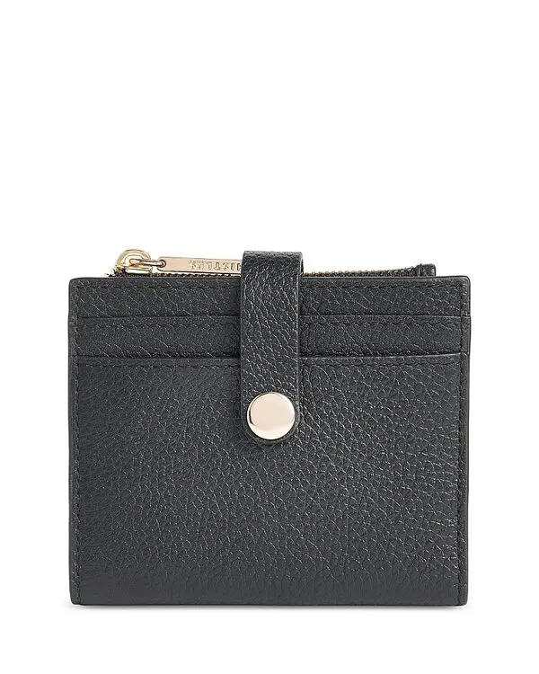 Whistles Danni Tab Detail Leather Compact Wallet - Black