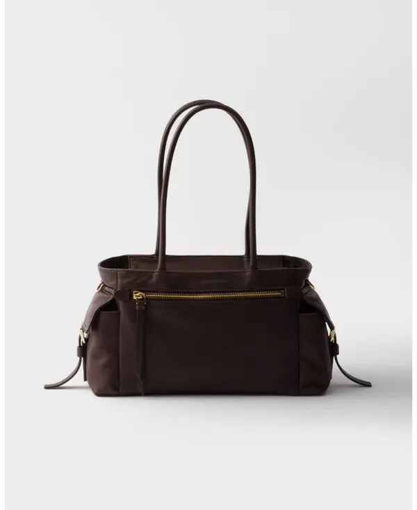Prada Medium Nappa Leather Tote Bag - Brown