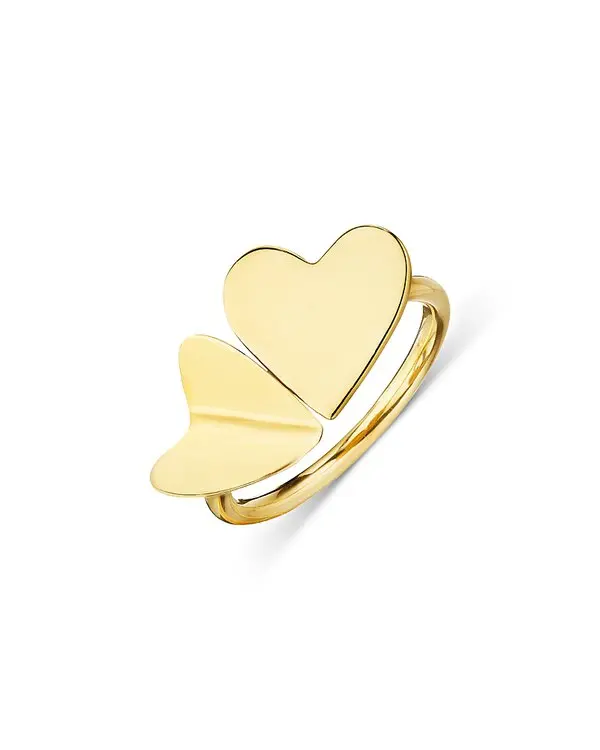 CADAR 18k Yellow Endless Wings Of Love Double Heart Ring - Gold