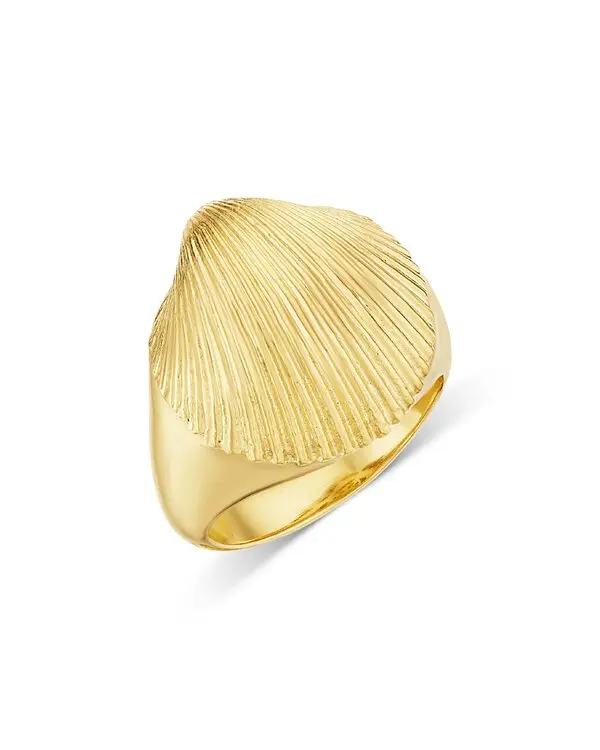 CADAR 18k Yellow Shell Flip Top Textured Pinky Ring - Gold