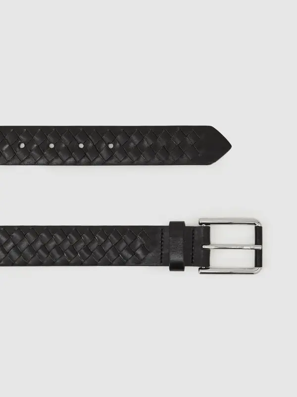 REISS Preston Leather Woven Belt