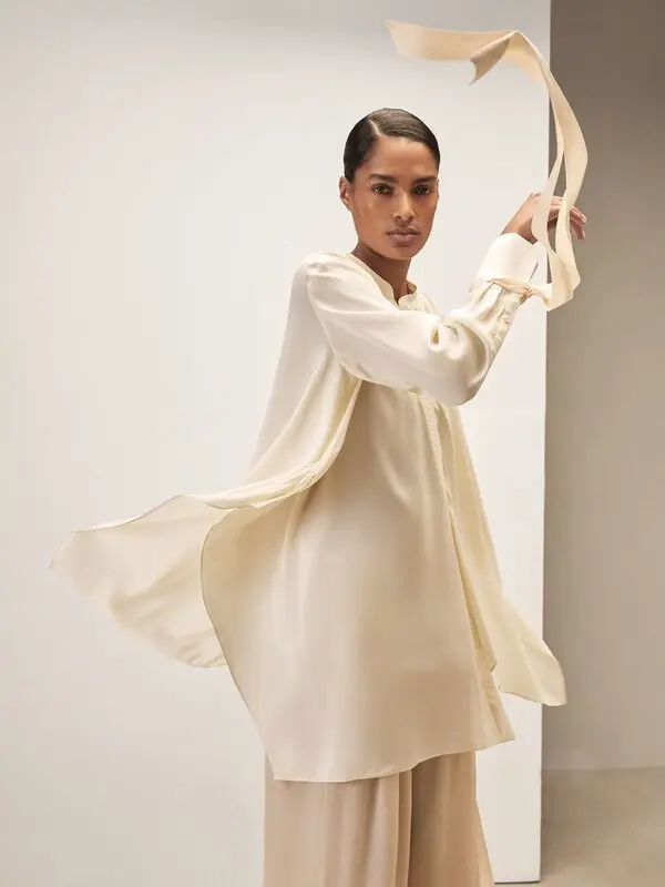 REISS Scarlet Royal Ballet Tie-cuff Blouse