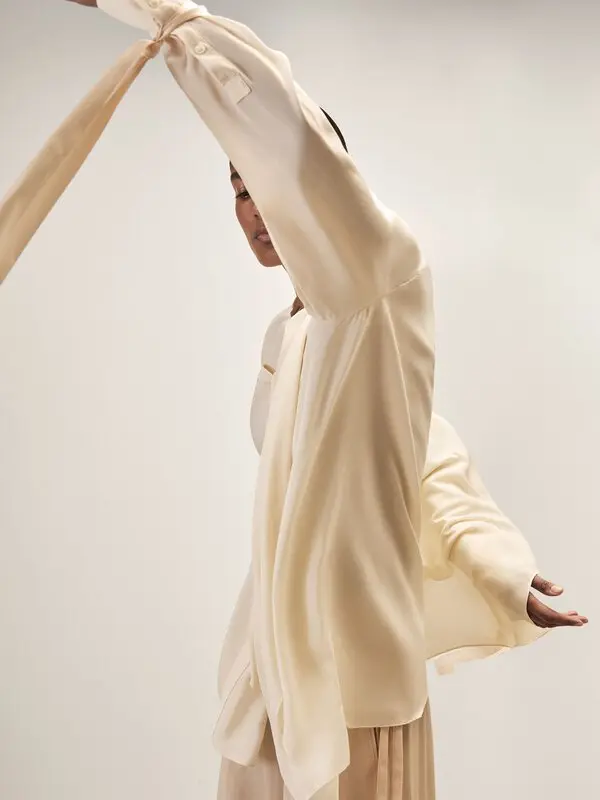 REISS Scarlet Royal Ballet Tie-cuff Blouse