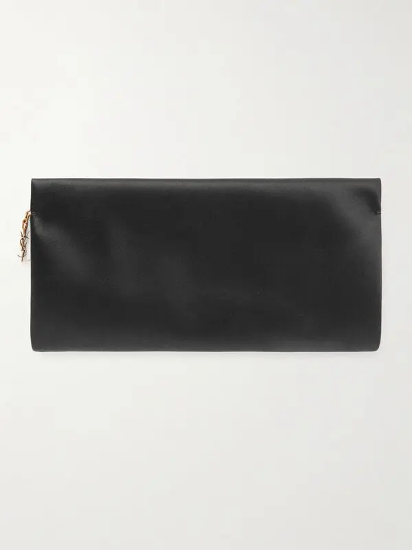 Saint Laurent Evening Satin Clutch With Cassandre Charm