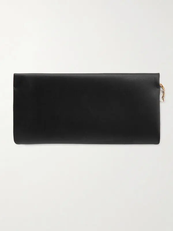 Saint Laurent Evening Satin Clutch With Cassandre Charm