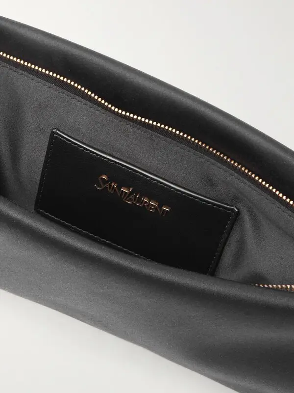 Saint Laurent Evening Satin Clutch With Cassandre Charm