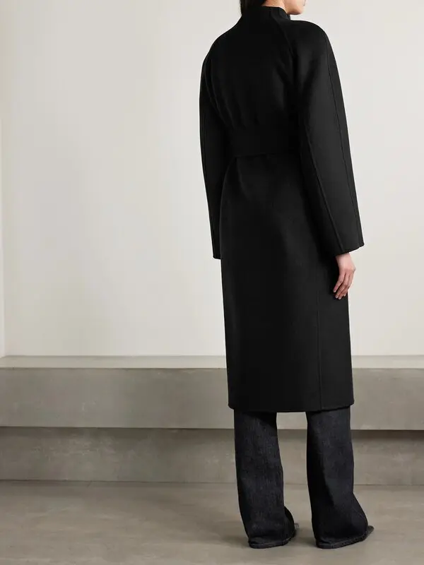 Khaite Deena Belted Wool Coat - Black