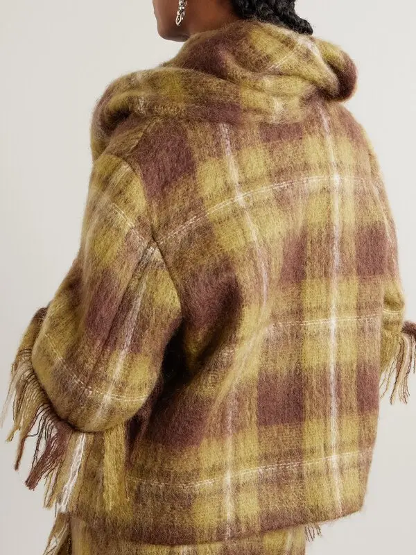 Loewe Scarf-detailed Checked Mohair And Wool-blend Jacket